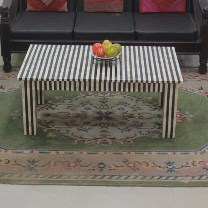Buy Elegant Bone Inlay Striped Coffee Table Online