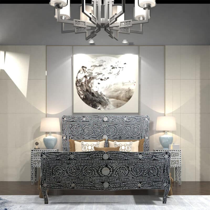 Handcrafted Bone Inlay Bed | Luxurious with Detailed Designs!
